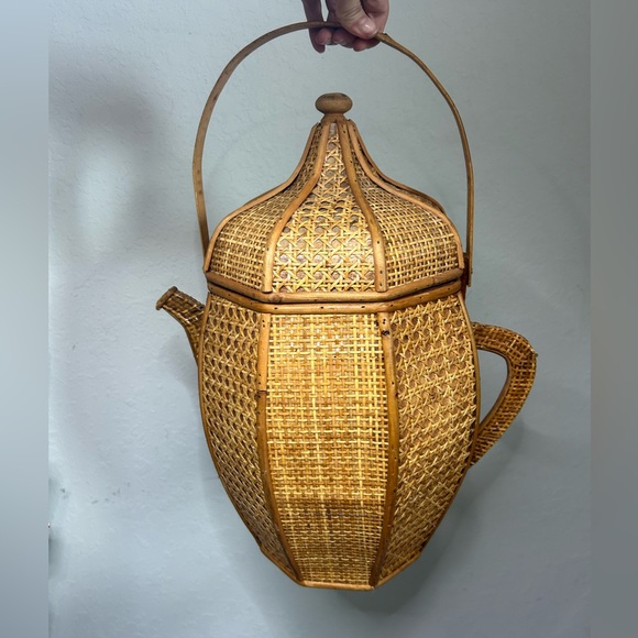 Vintage | Accents | Vintage Wicker Teapot Basket Large With Lid And ...